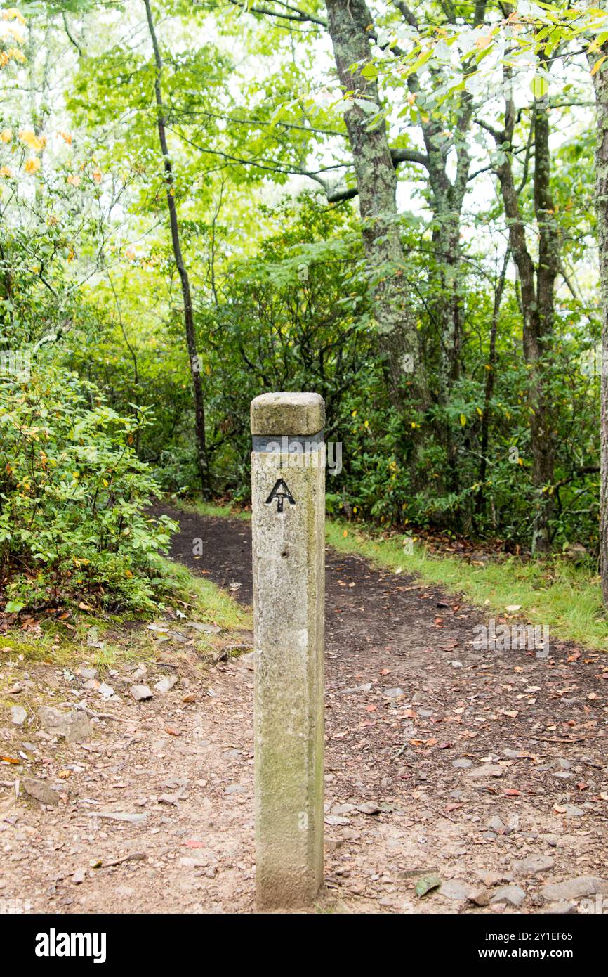 Ttrail marker on The Appalachian Trail in Shenandoah National Park ...