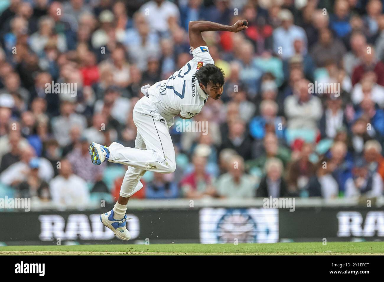 Milan Rathnayake of Sri Lanka delivers the ball during the 3rd Rothesay ...