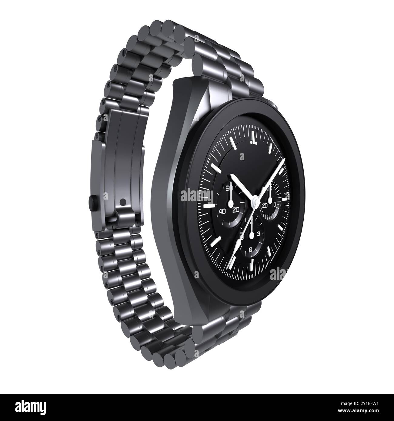 Stylish 3D rendering of a modern black chronograph watch design Stock ...