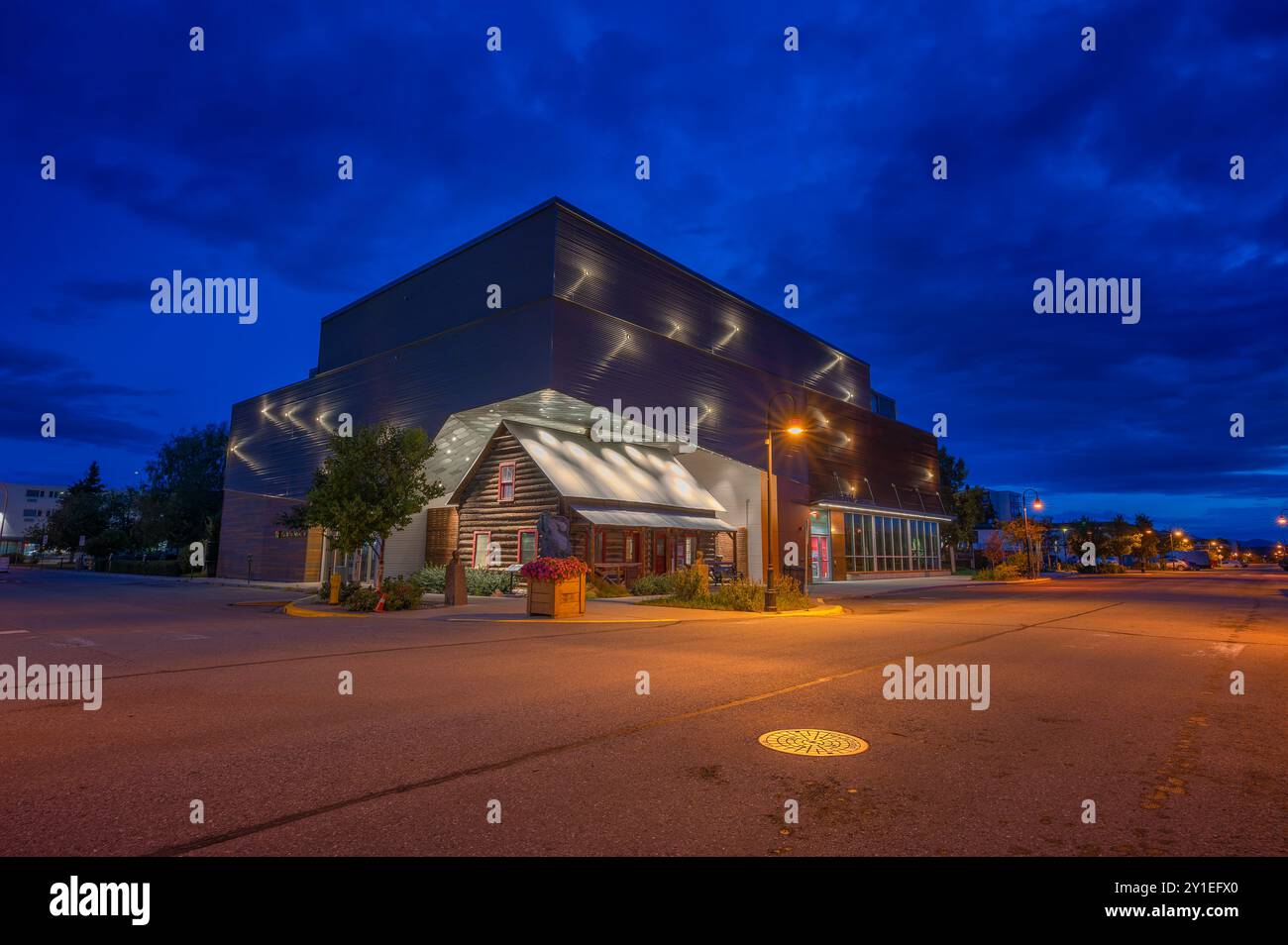 Whitehorse, Yukon, Canada – August 26, 2024: Log cabin and the MacBride ...