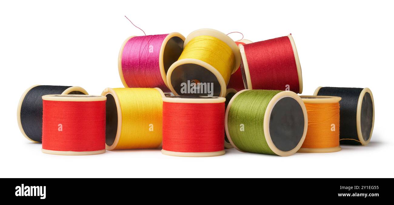 spool of cotton embroidery sewing thread isolated white background ...