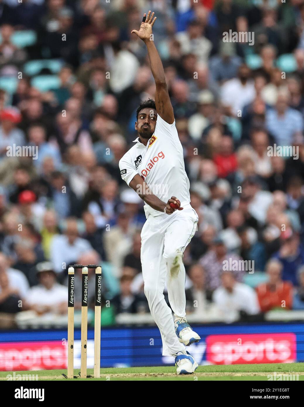 Milan Rathnayake of Sri Lanka delivers the ball during the 3rd Rothesay ...