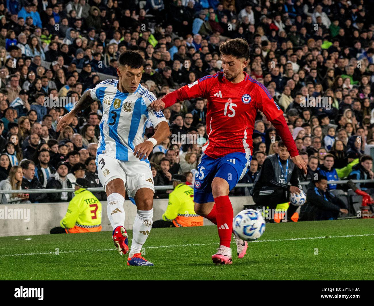 The Argentine national soccer team at the Monumental Stadium playing ...