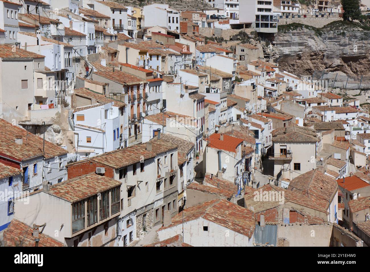 Marrakech medina building with traditional artisan carpets hanging from ...