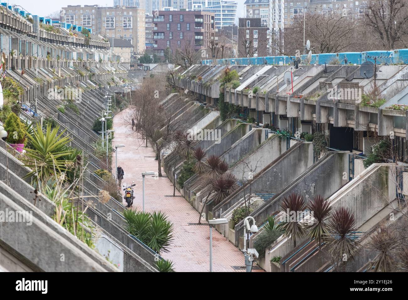 Facade of Alexandra Road estate, brutalist architecture in London ...