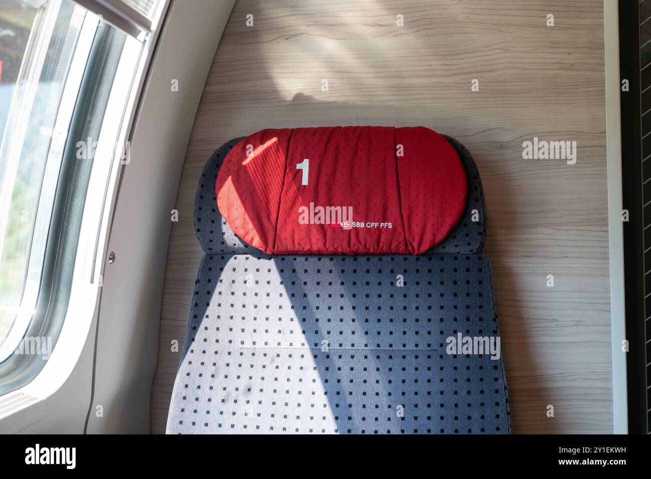 Geneva, Switzerland - July 28, 2024: Typical first class train seat in ...