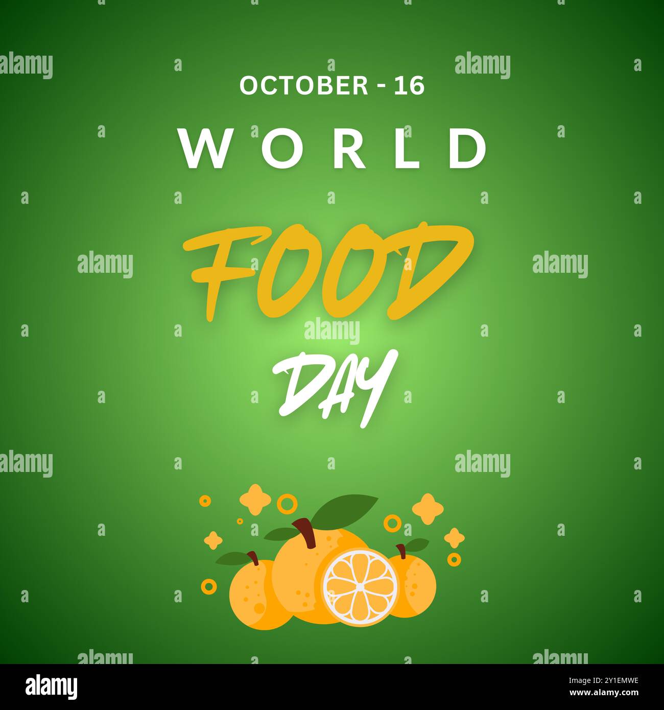 World food day 16th October on green background hand drawn typography ...