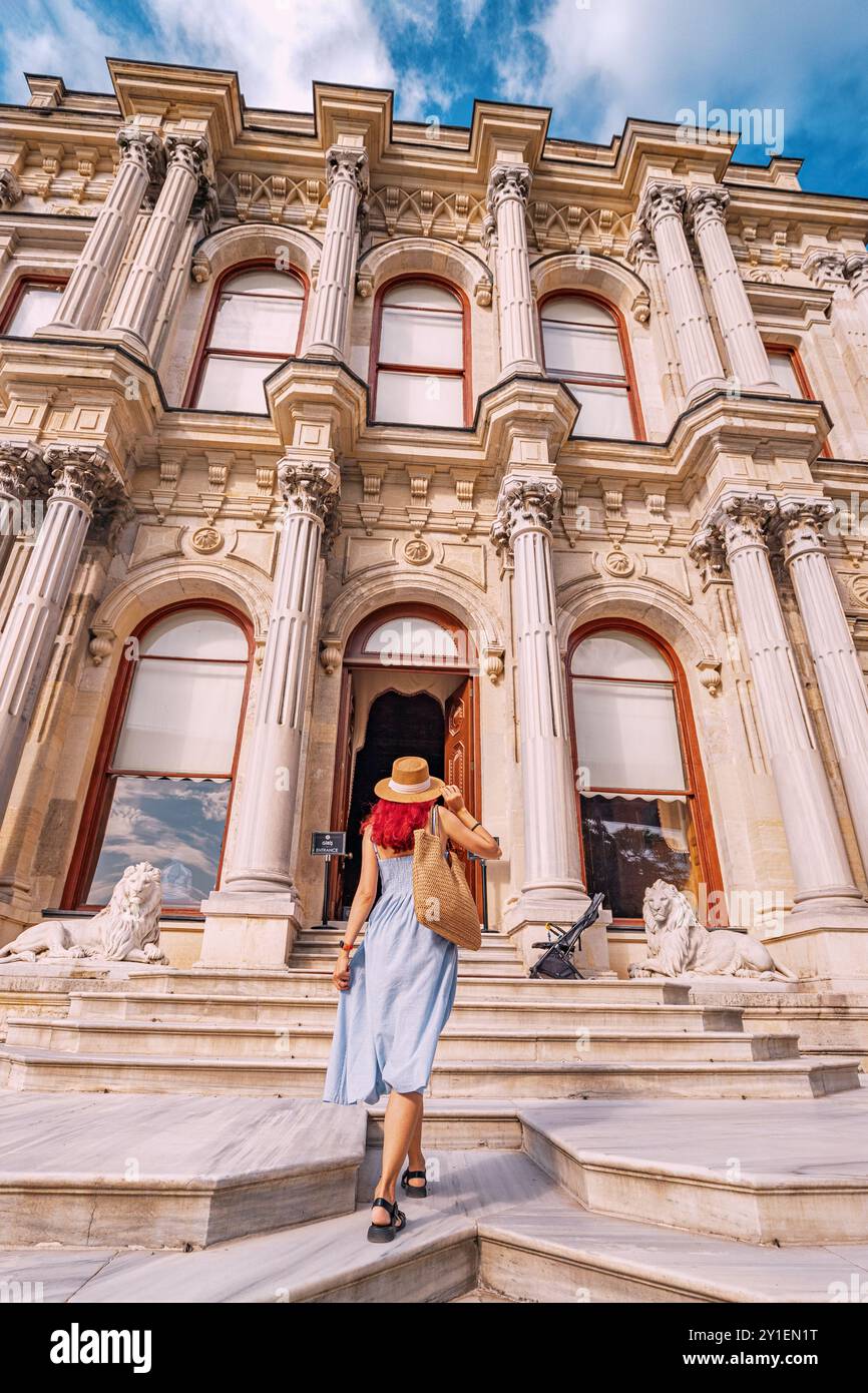 10 July 2024, Istanbul, Turkiye: woman on an adventure to Beylerbeyi ...