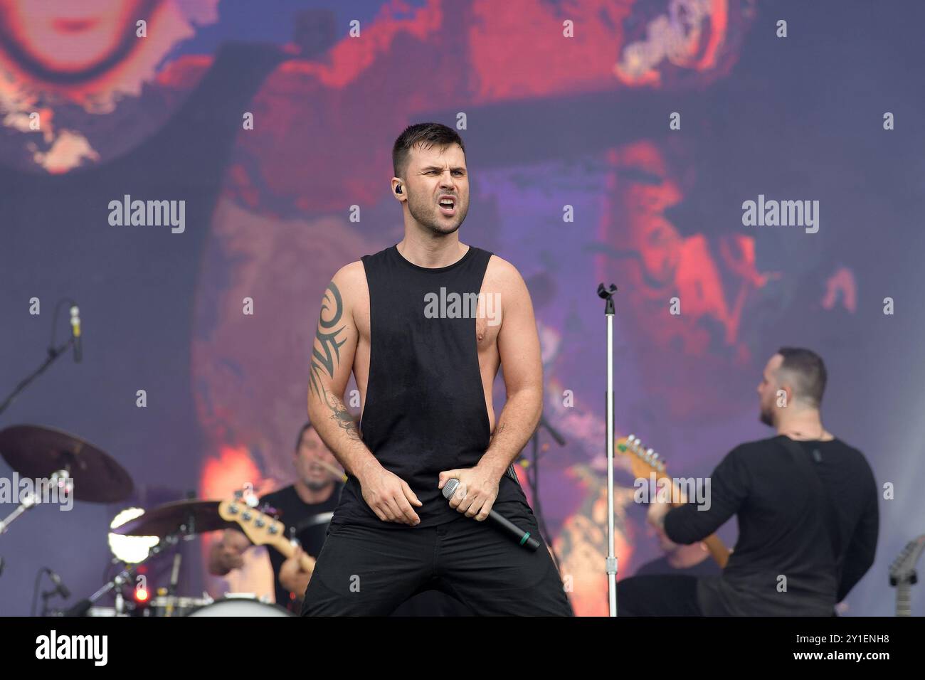 Rio de Janeiro, Brazil, September 28, 2019. Vocalist Jonathan Corrêa of ...