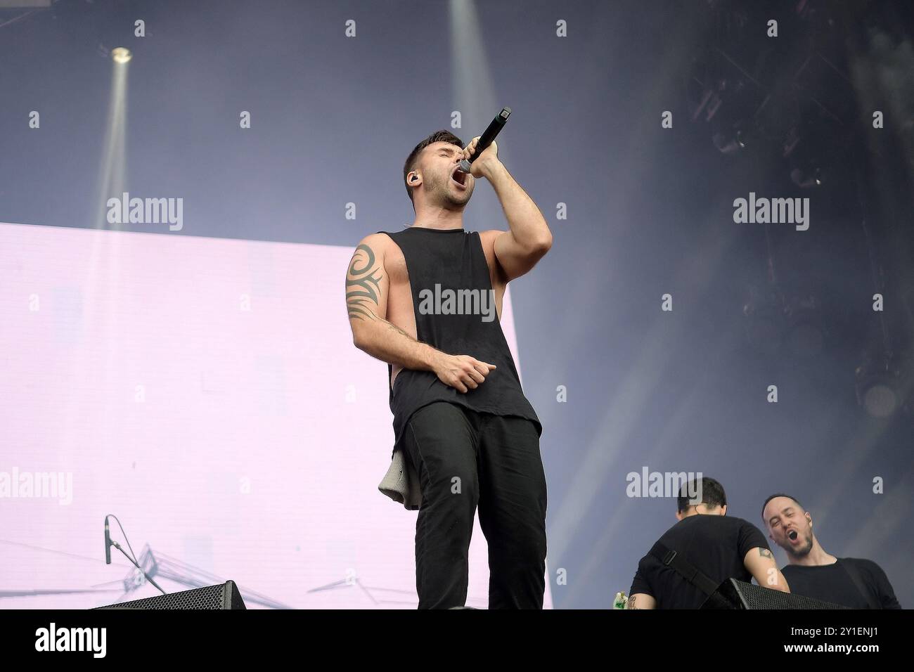 Rio de Janeiro, Brazil, September 28, 2019. Vocalist Jonathan Corrêa of ...