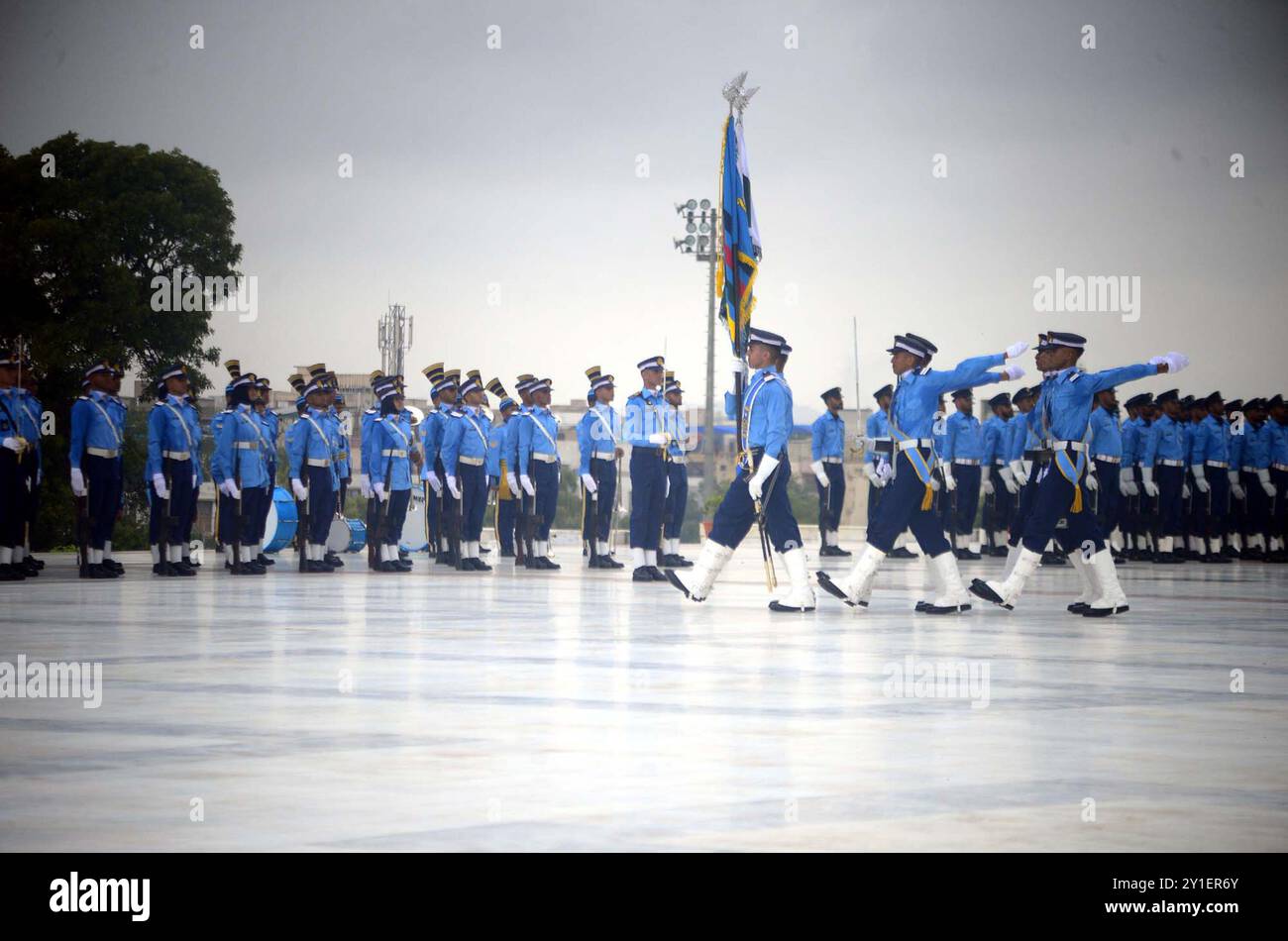 Pakistan Air Force cadets performing march past during change of guards ...
