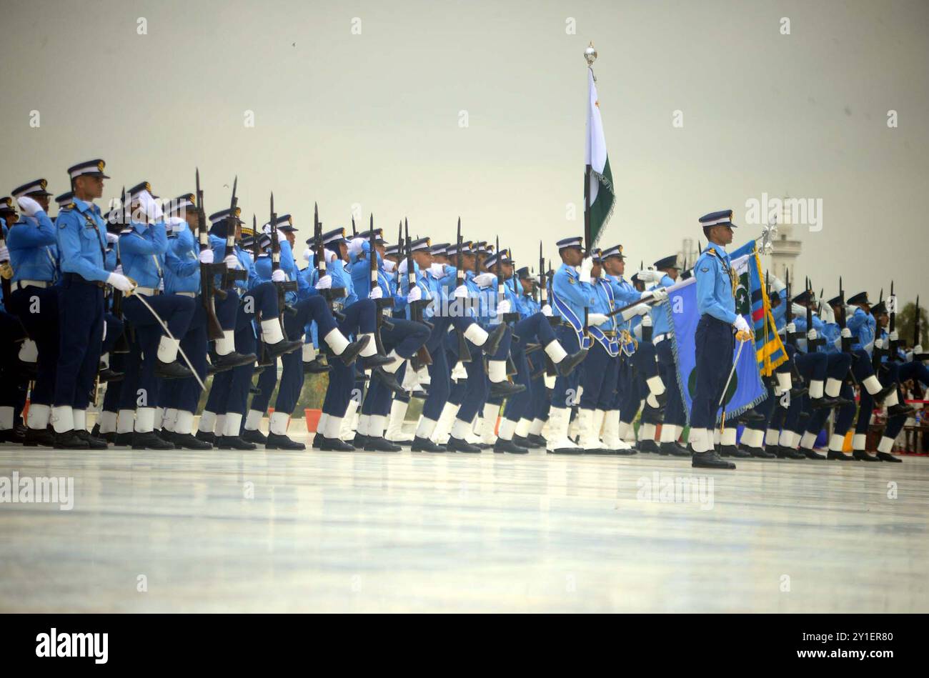 Pakistan Air Force cadets performing march past during change of guards ...