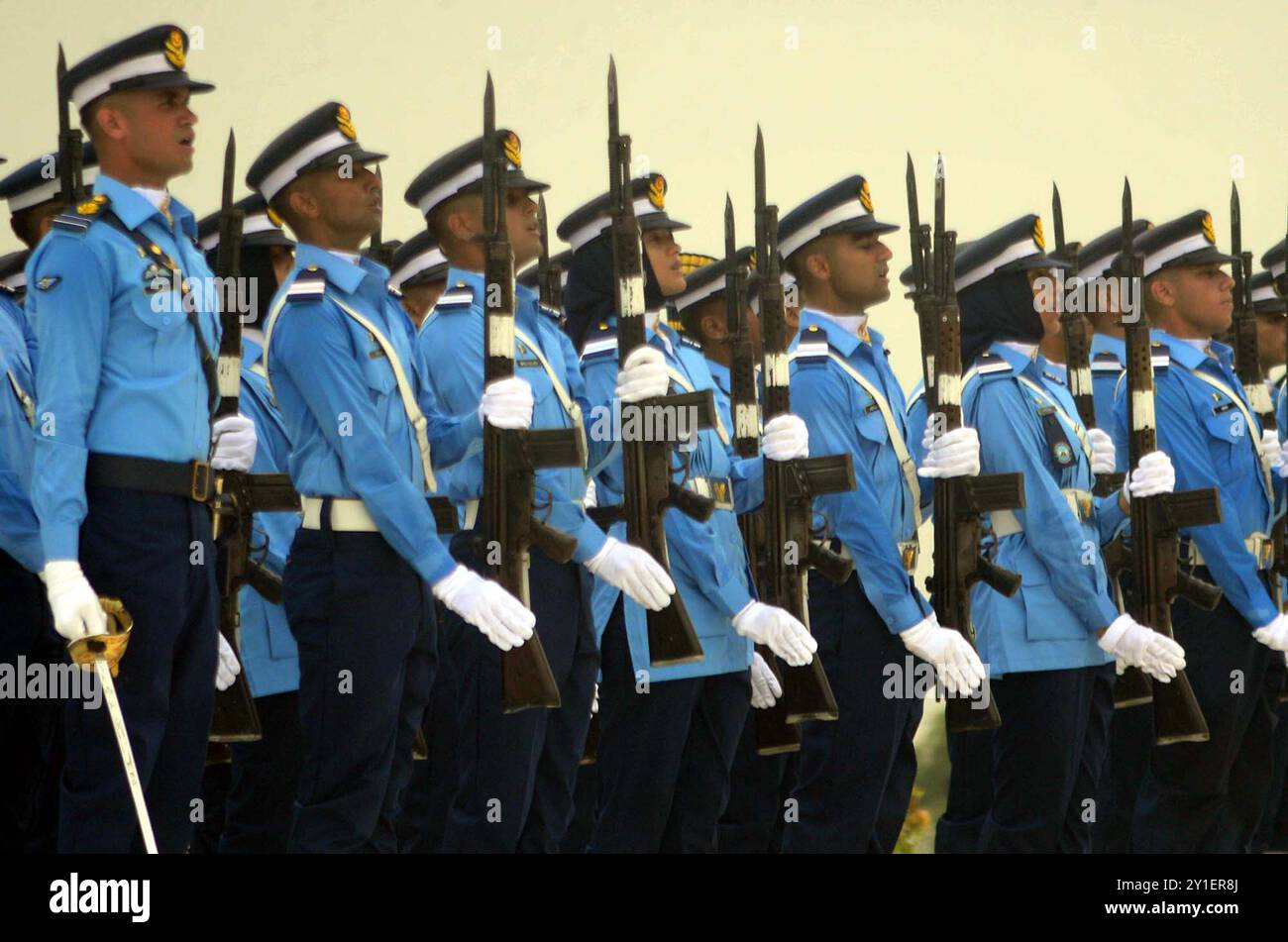 Pakistan Air Force cadets performing march past during change of guards ...