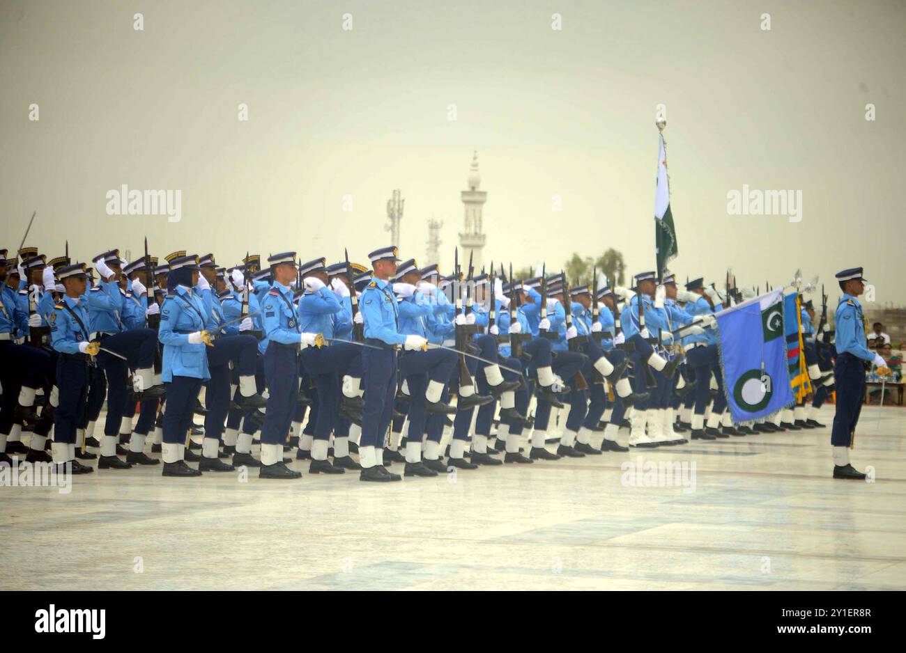 Pakistan Air Force cadets performing march past during change of guards ...