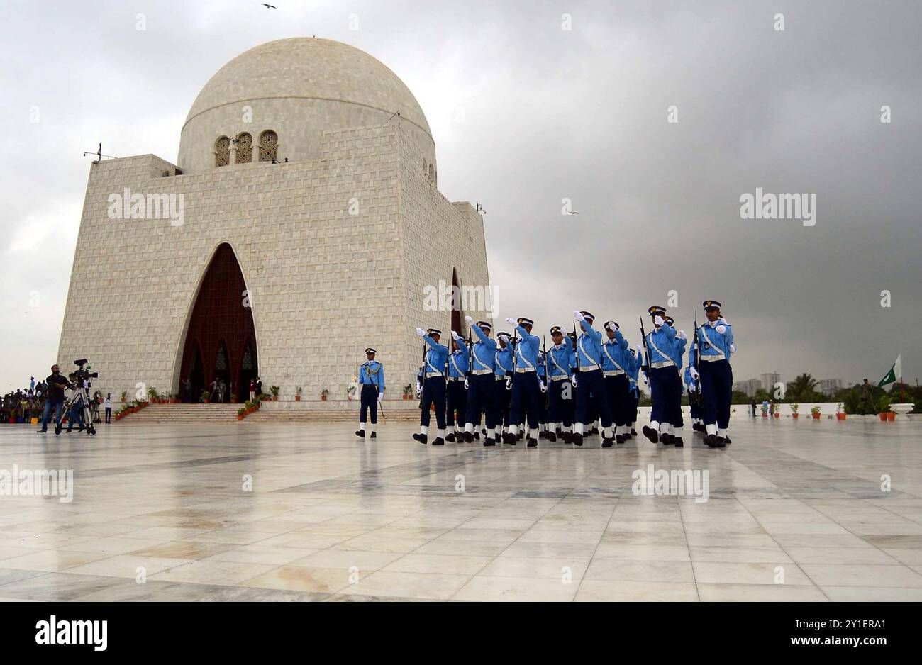 Pakistan Air Force cadets performing march past during change of guards ...