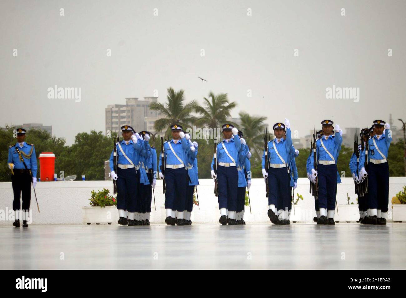 Pakistan Air Force cadets performing march past during change of guards ...