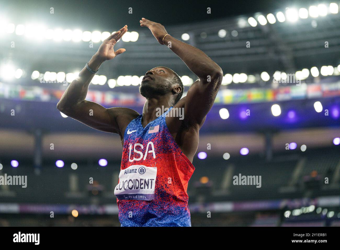 Derek Loccident of Team USA wins a silver medal during Para Athletics ...