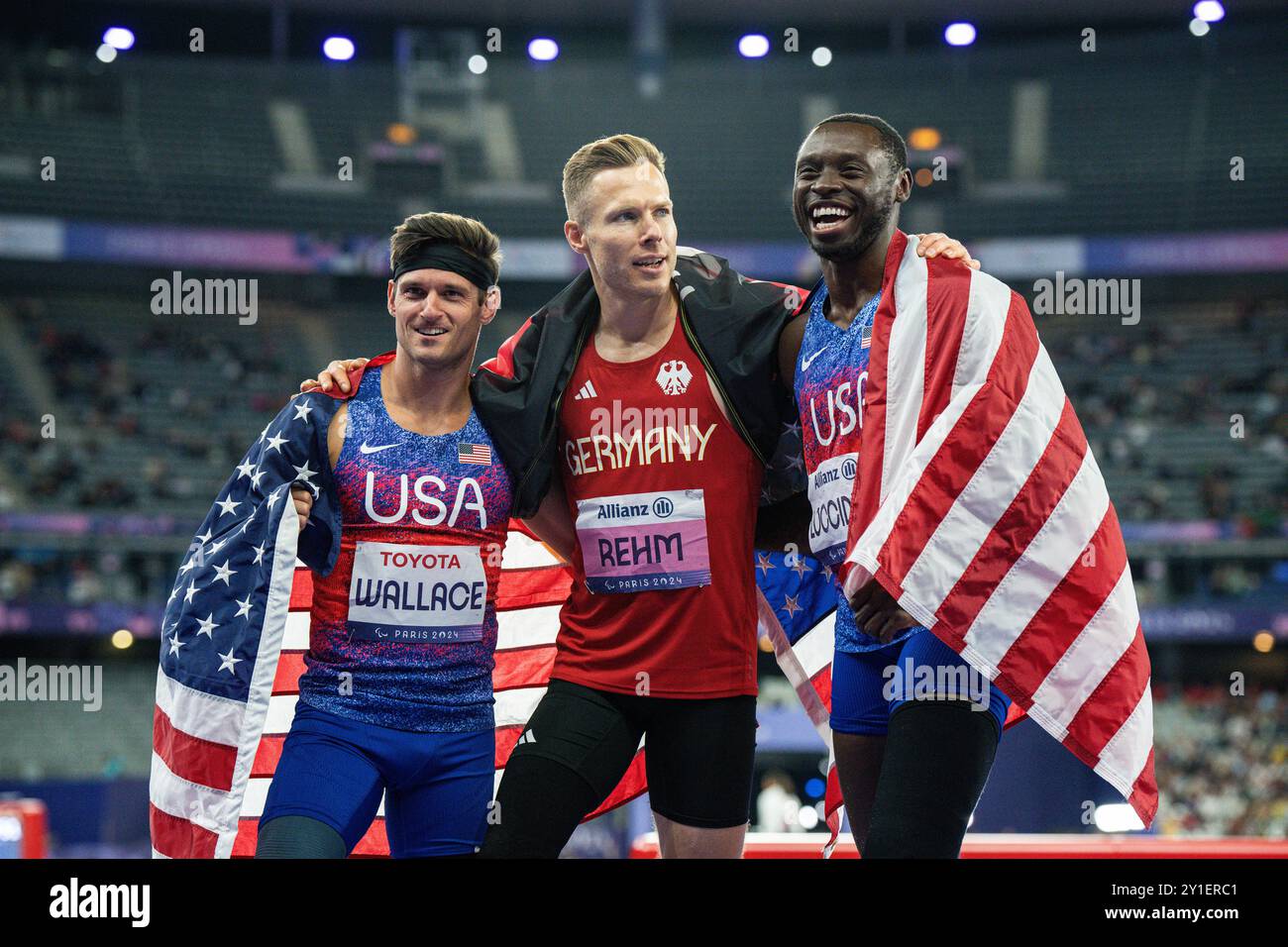 Jarryd Wallace of Team USA (left) earns bronze, Markus Rehm of Team ...