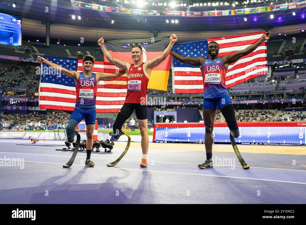 Jarryd Wallace of Team USA (left) earns bronze, Markus Rehm of Team ...