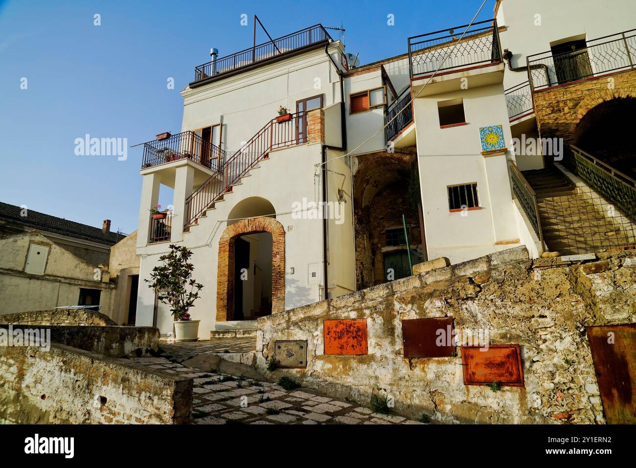The medieval historical nucleus of the village of Pomarico, Matera ...