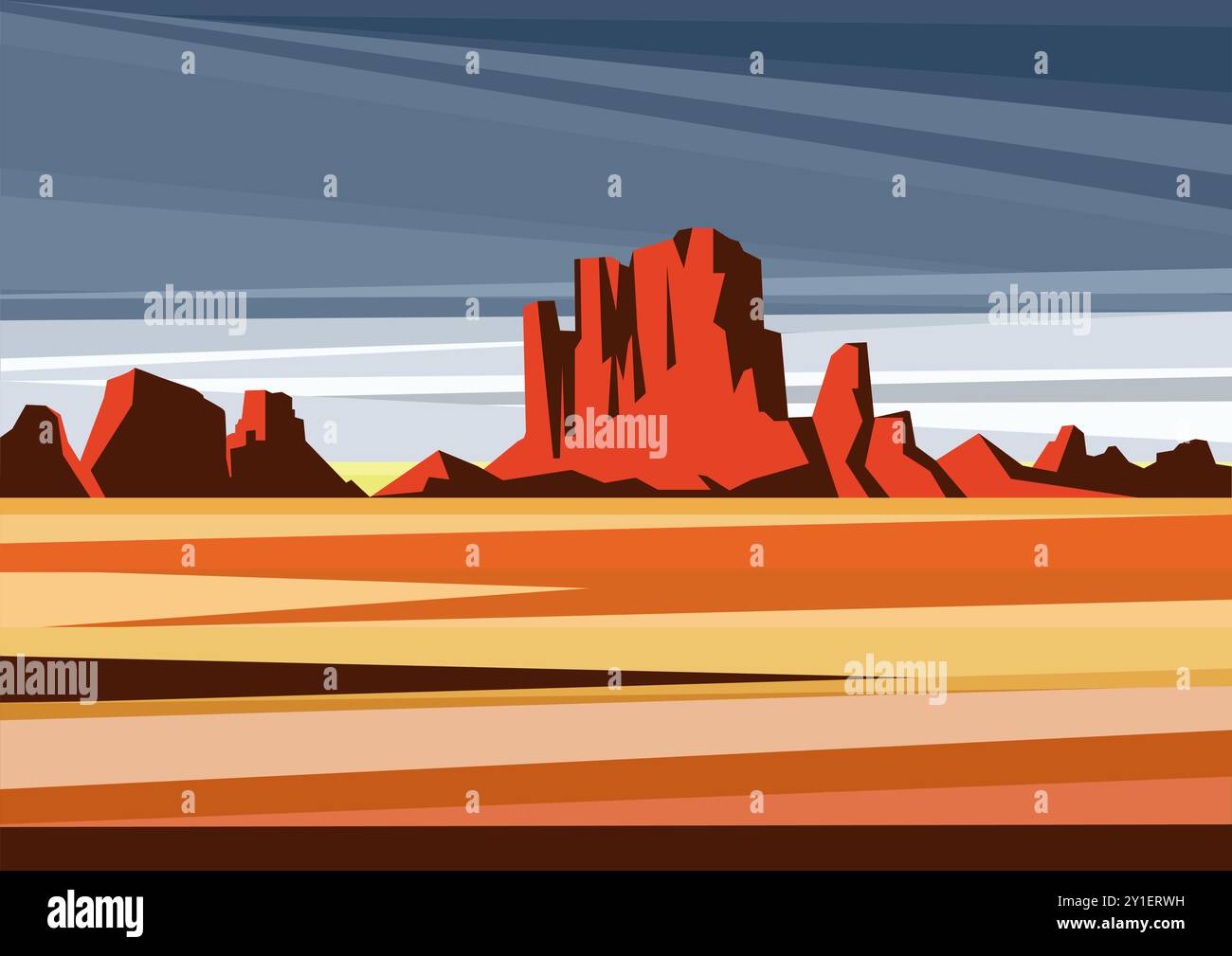 Death Valley National Park illustration. Rocky Desert landscape ...