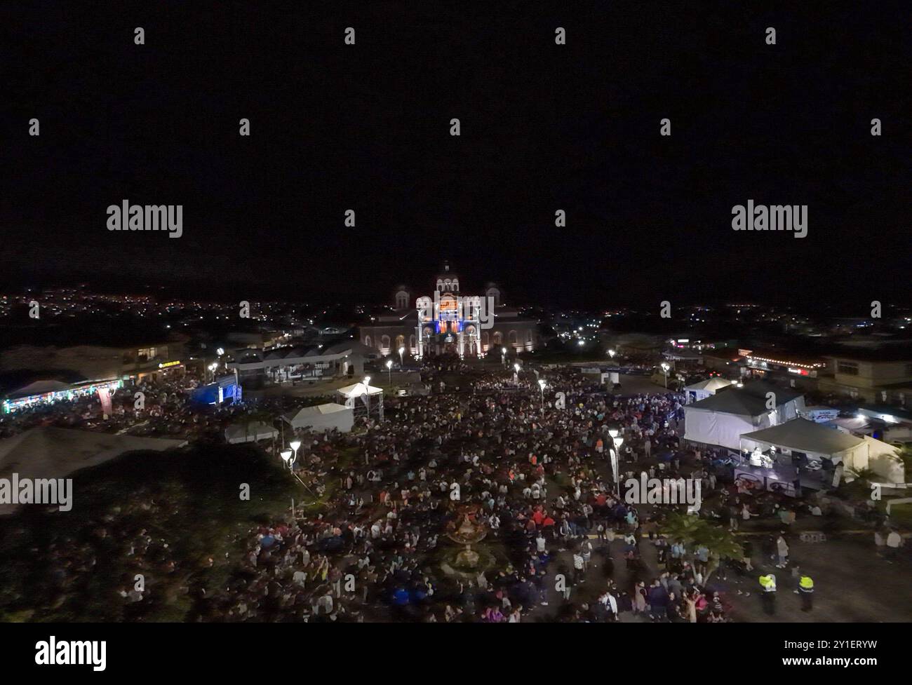 Aerial view of the pilgrimage to the virgin in the Cathedral of ...