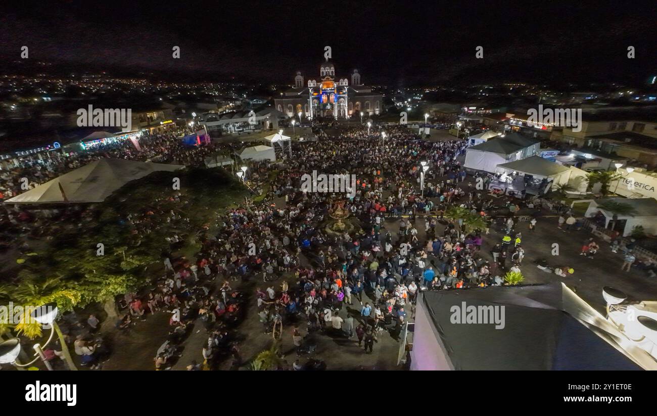 Aerial view of the pilgrimage to the virgin in the Cathedral of ...