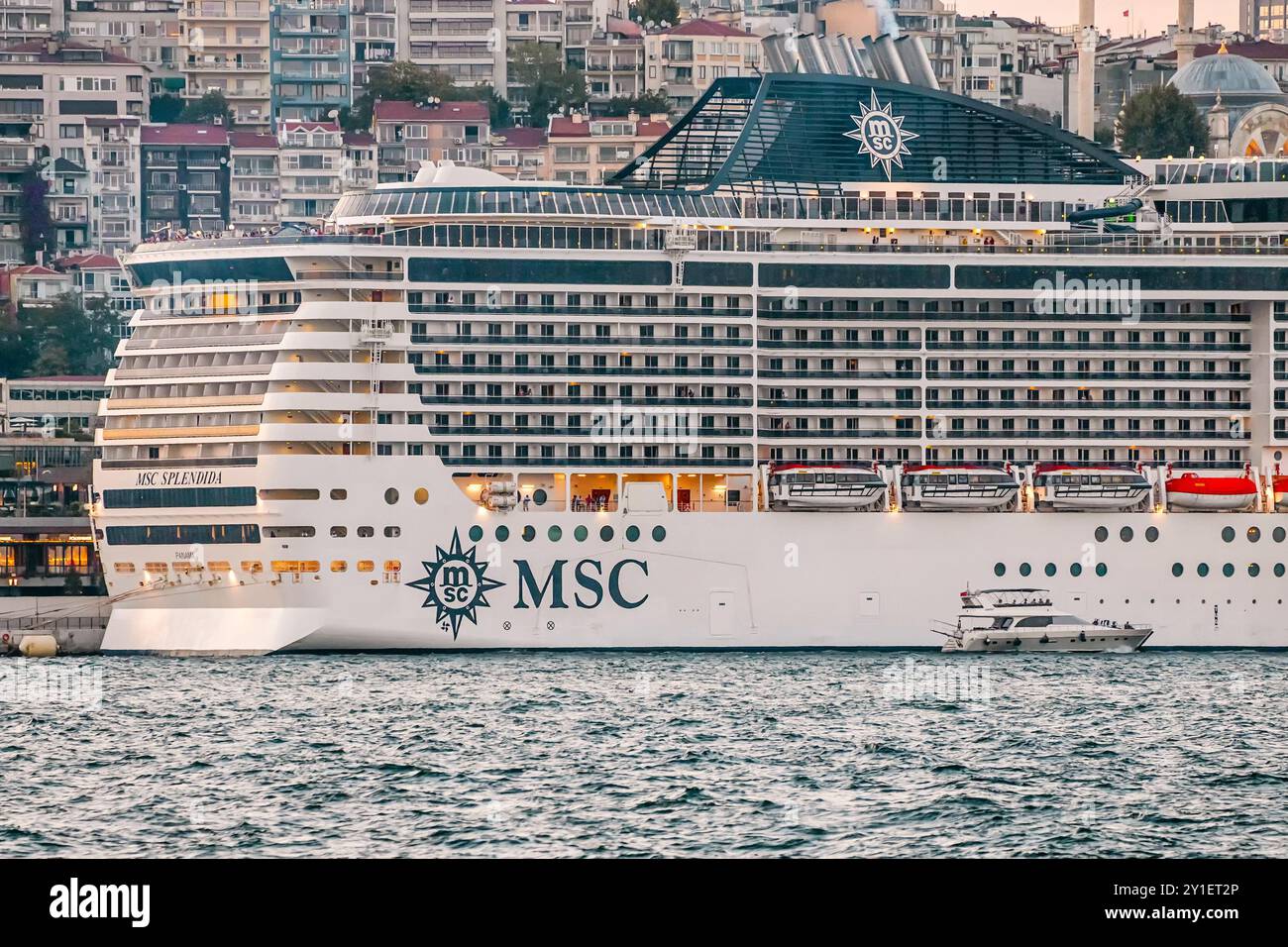 10 July 2024, Istanbul, Turkey: The luxurious MSC Splendida cruise ship ...