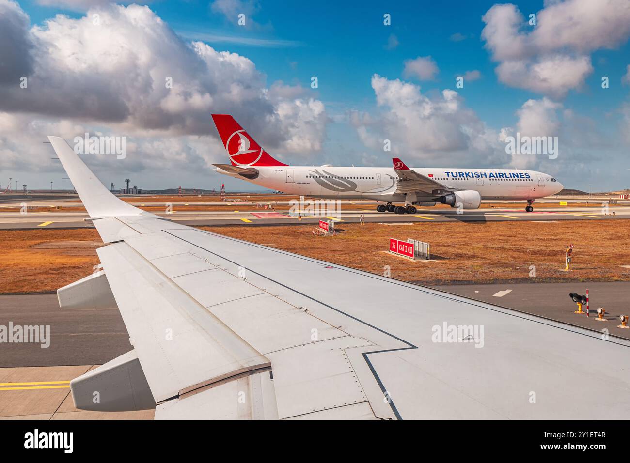 11 July 2024, Istanbul, Turkey: A Turkish Airlines airplane prepares ...