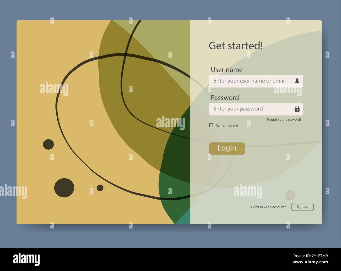 Login screen form and user interface template. Online registration and ...