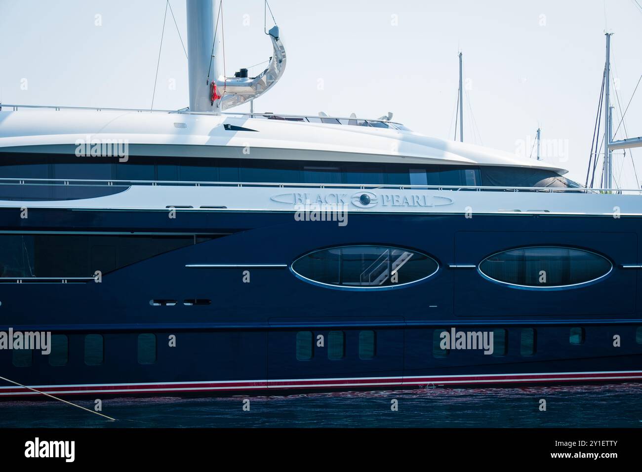 Dubrovnik, Croatia - August 18, 2024: Black Pearl luxury sailing yacht ...