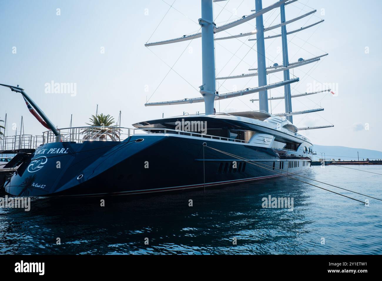 Dubrovnik, Croatia - August 18, 2024: Black Pearl luxury sailing yacht ...