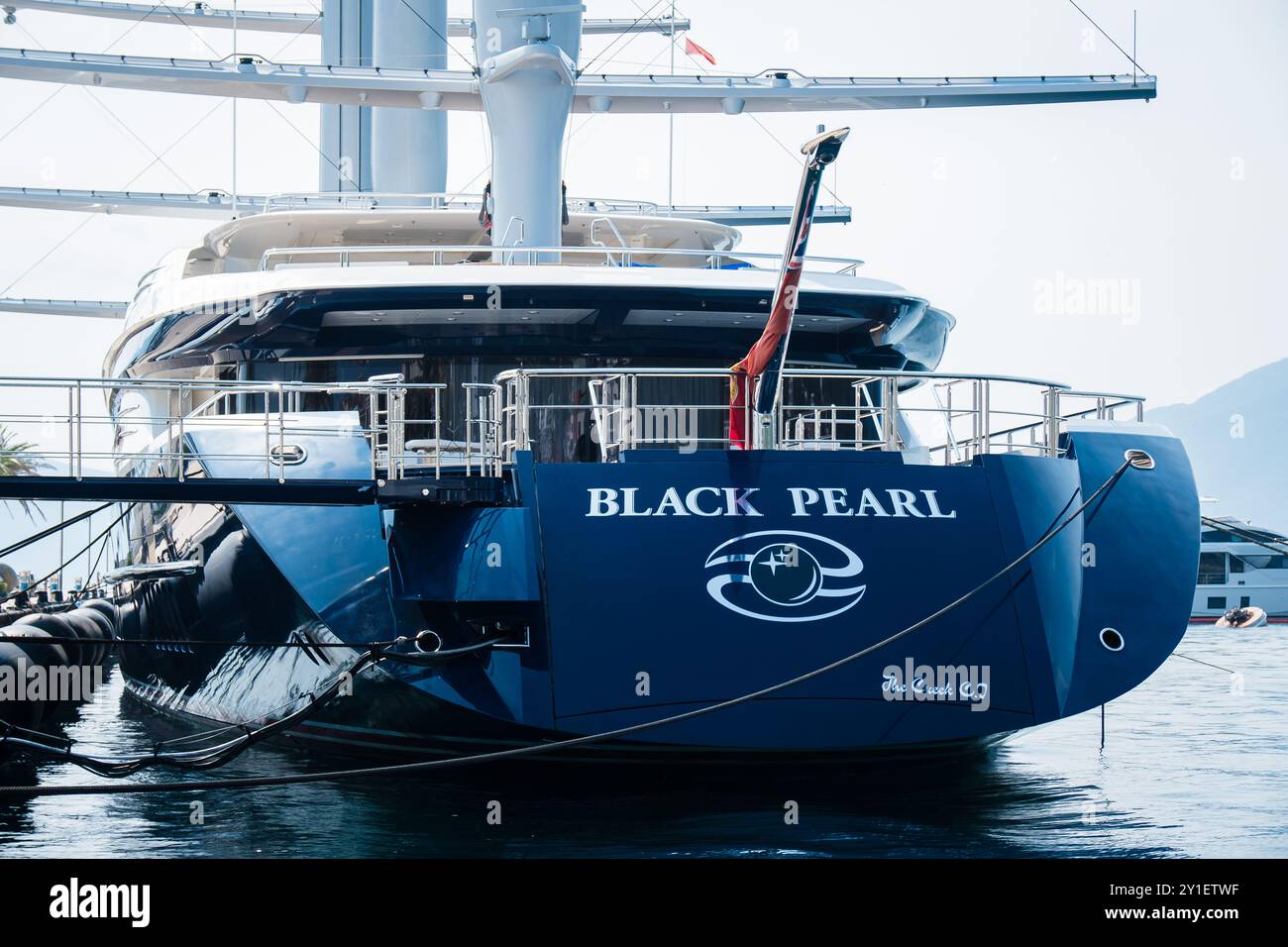 Dubrovnik, Croatia - August 18, 2024: Black Pearl luxury sailing yacht ...
