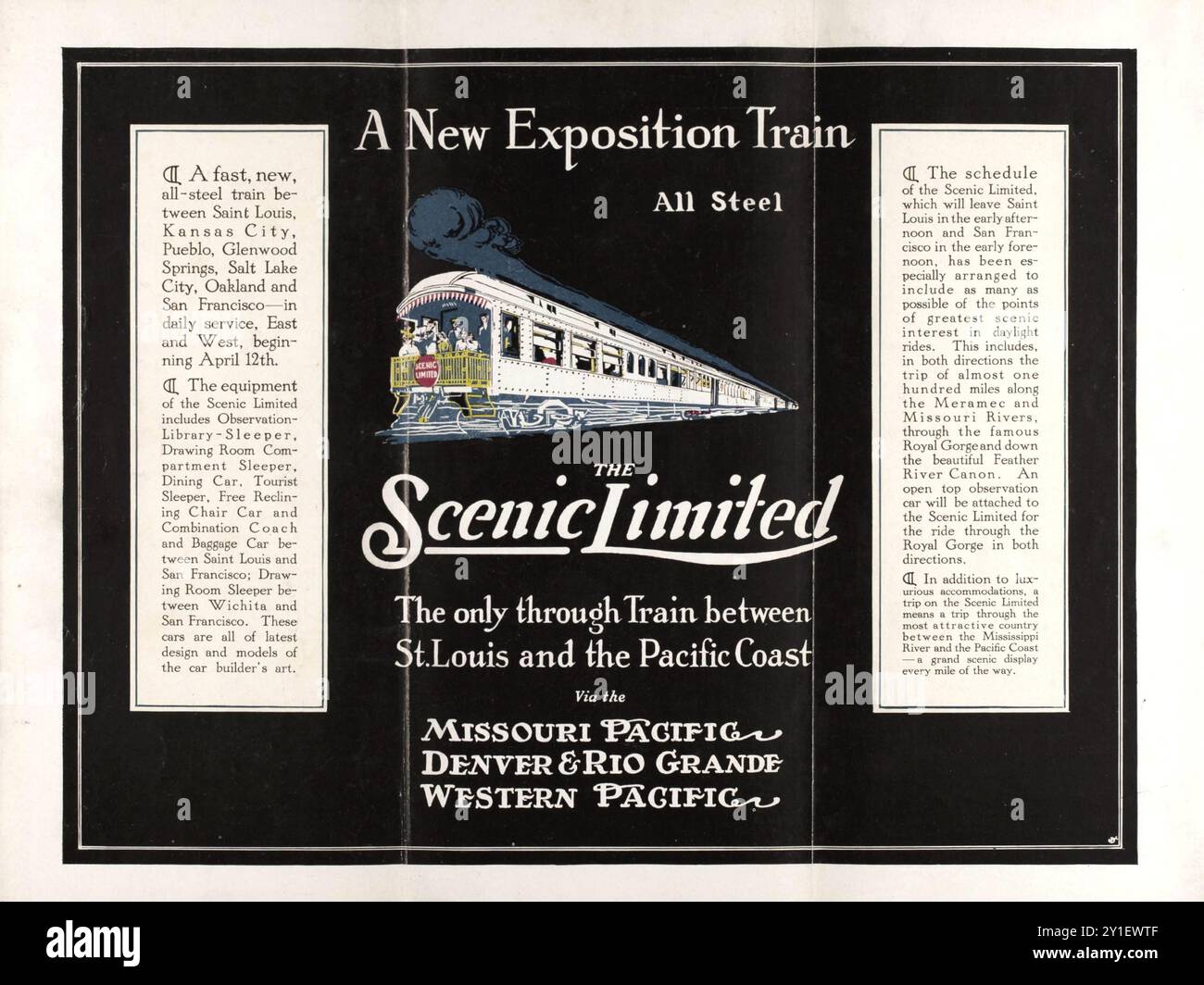 Train Travel Vintage Flyer for the Scenic Limited Steel trains, the ...