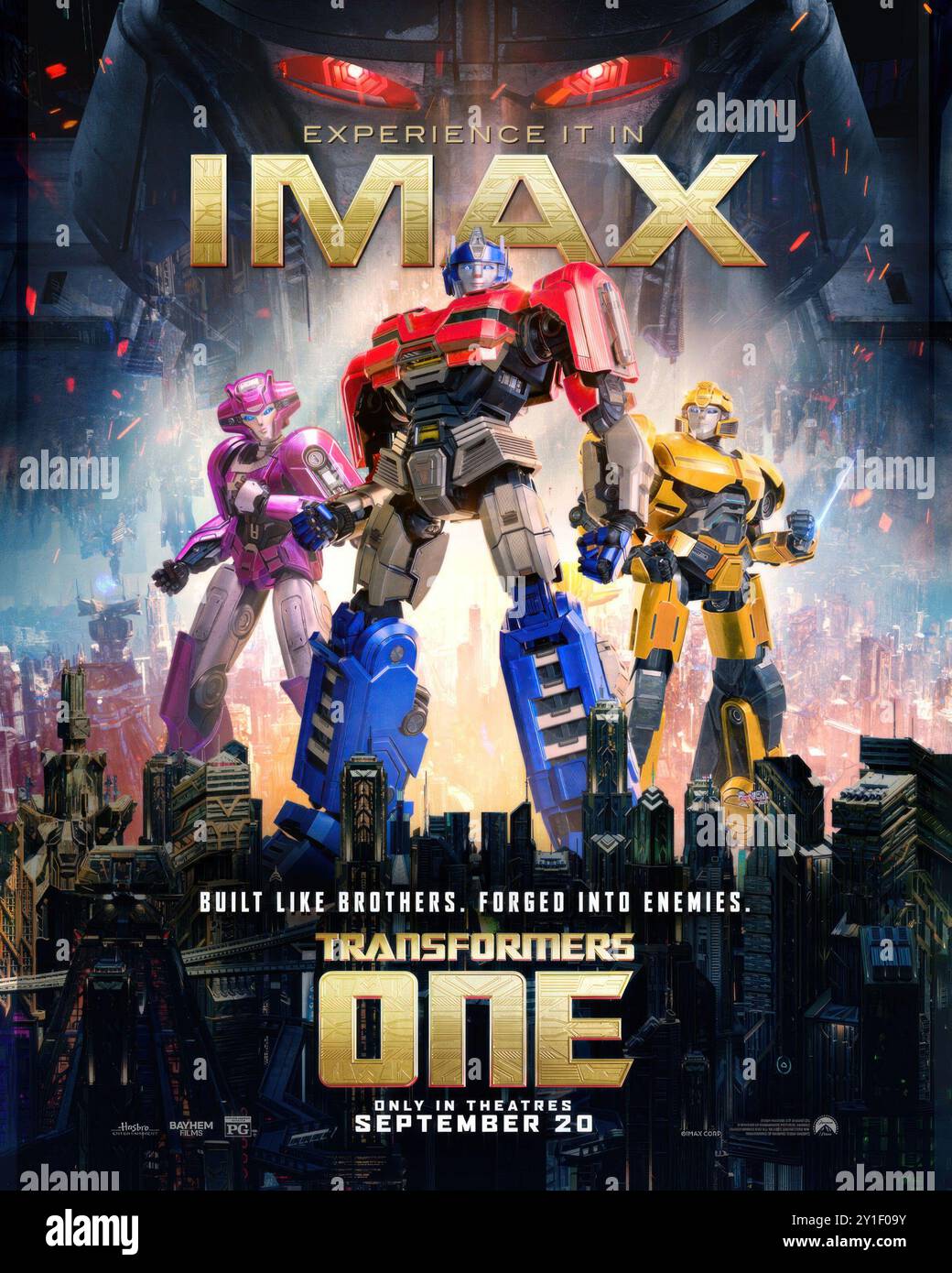 TRANSFORMERS ONE, US IMAX poster, top: Megatron (voice: Brian Tyree ...