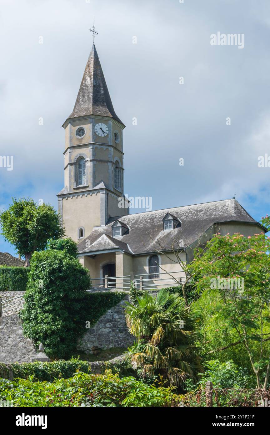 The church Église Saint-Polycarpe de Castet in the Ossau valley of ...