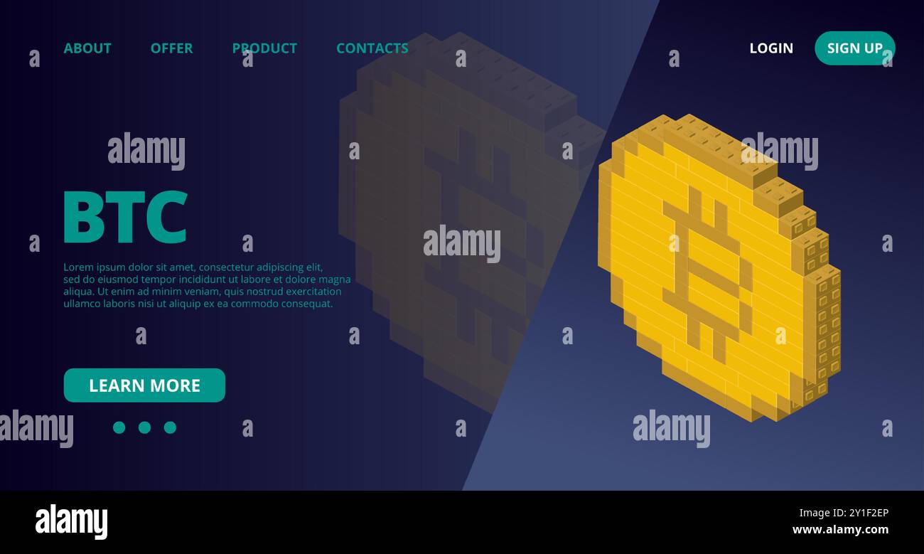 Web template with a btc coin. Vector illustration Stock Vector Image ...