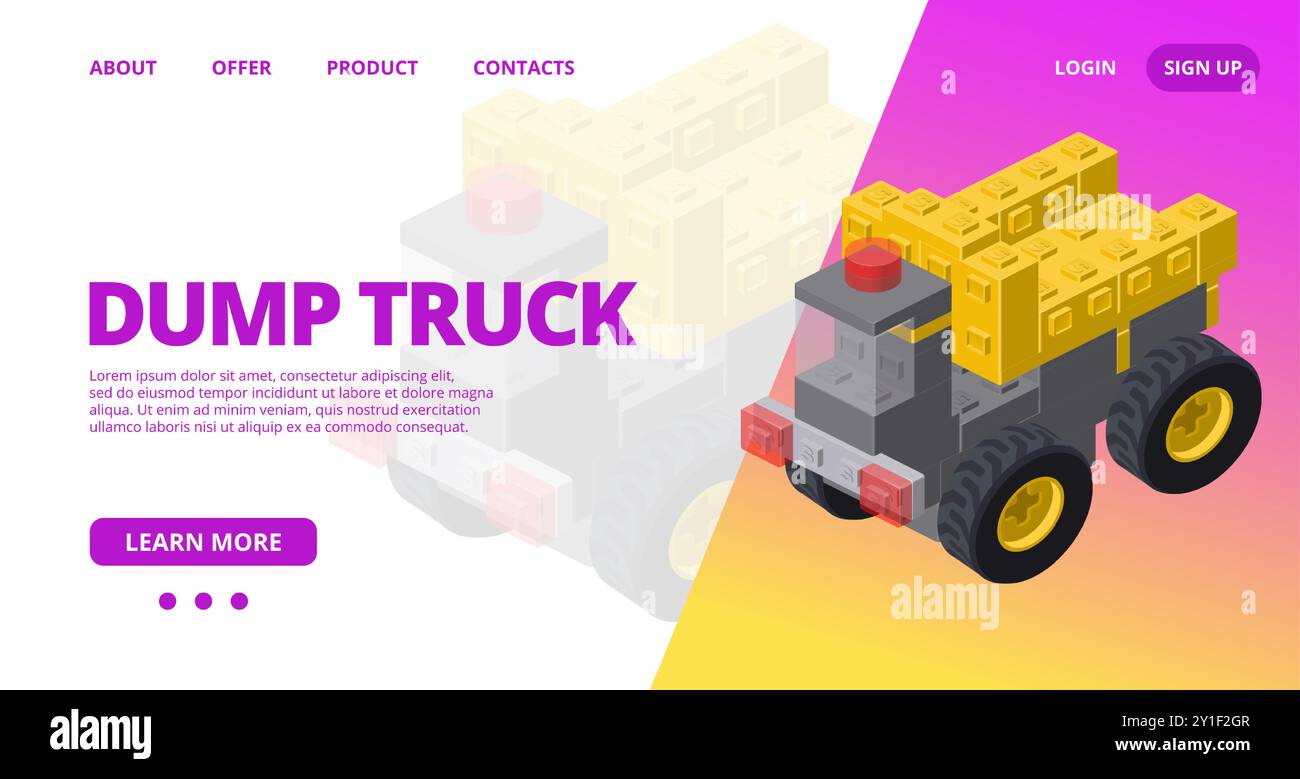 Web template with a dump truck. Vector illustration Stock Vector Image ...