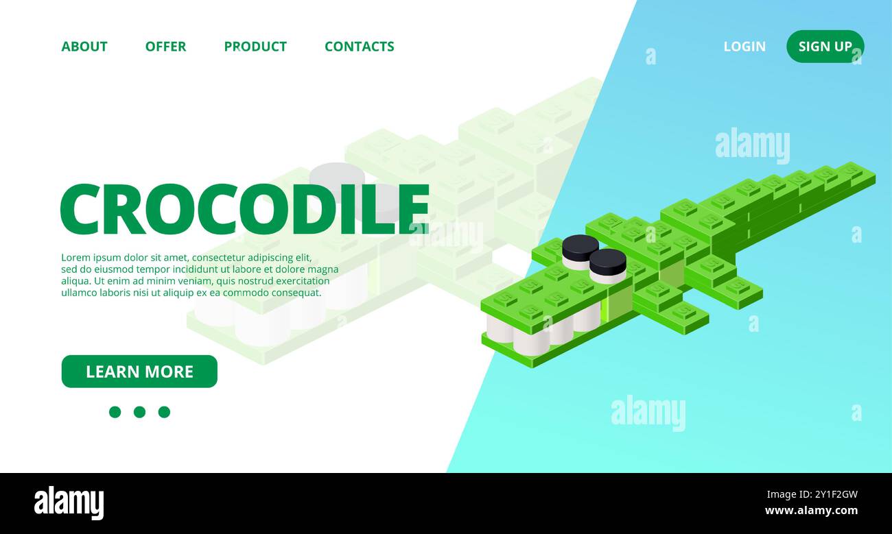 Web template with a crocodile. Vector illustration Stock Vector Image ...