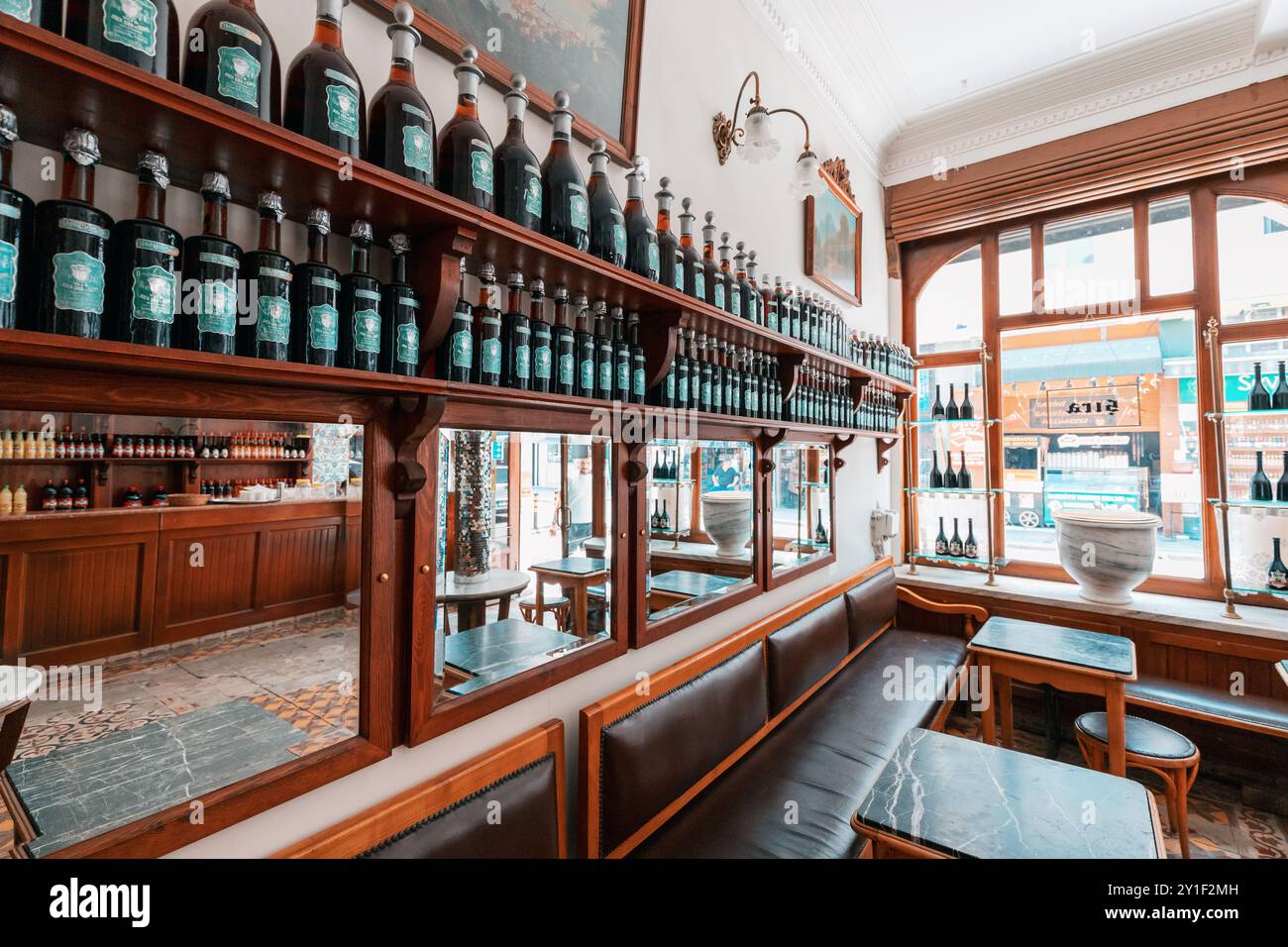 08 July 2024, Istanbul, Turkey: Traditional boza drinks in a rustic ...