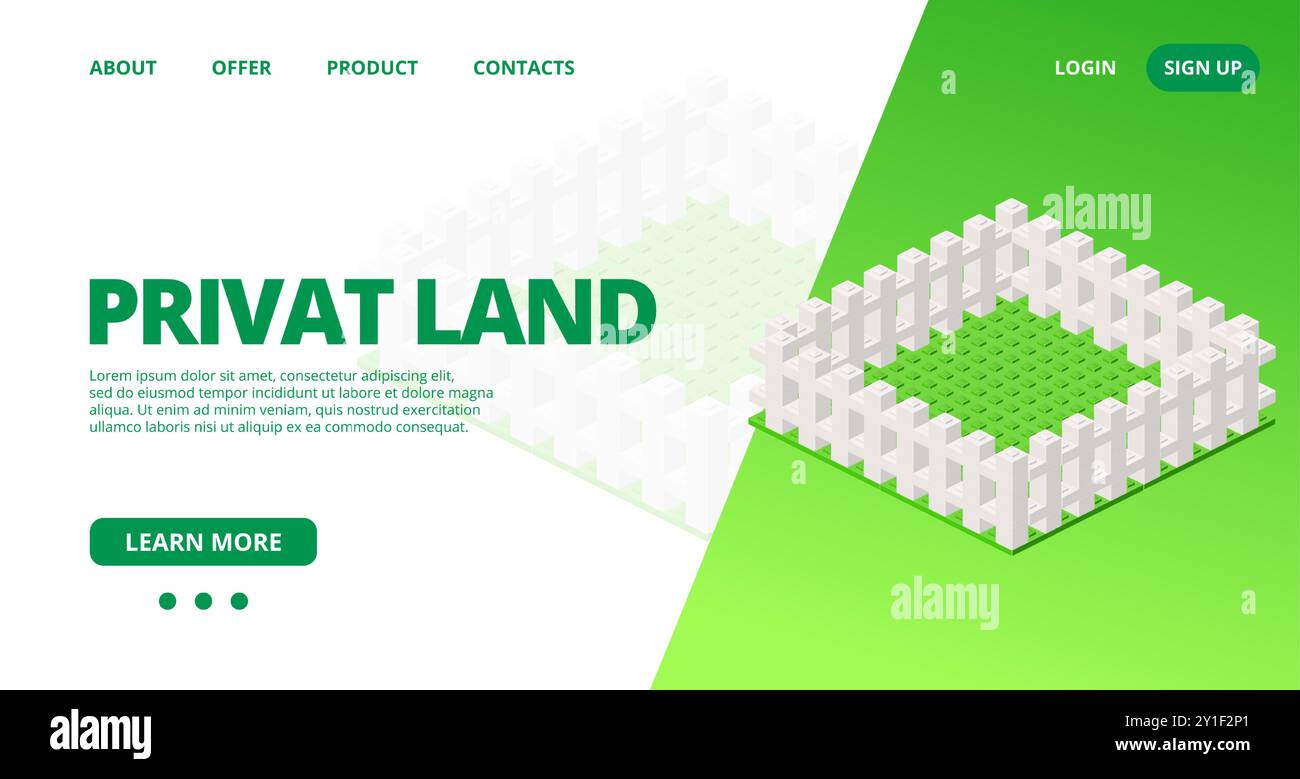 Web template with a private land. Vector illustration Stock Vector ...
