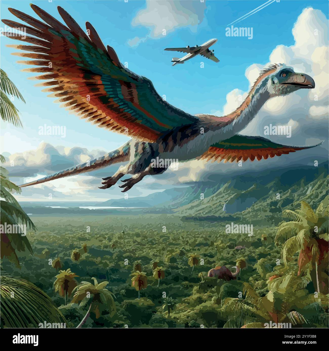 Quetzalcoatlus: Prehistoric Marvels in the Skies Stock Vector Image ...