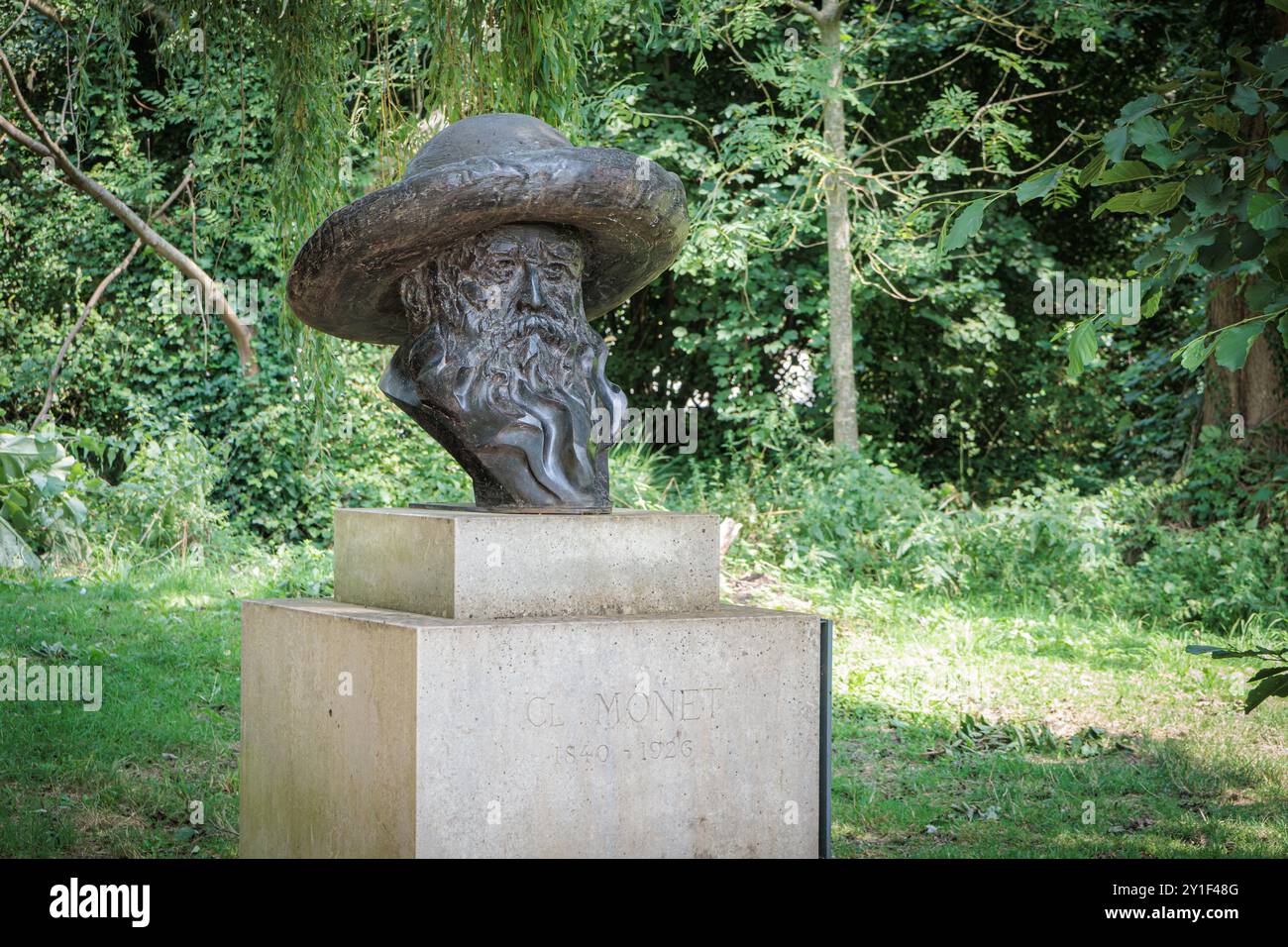 Giverny, France-August 2, 2024: Bust of Claude Monet by Daniel Goupil ...