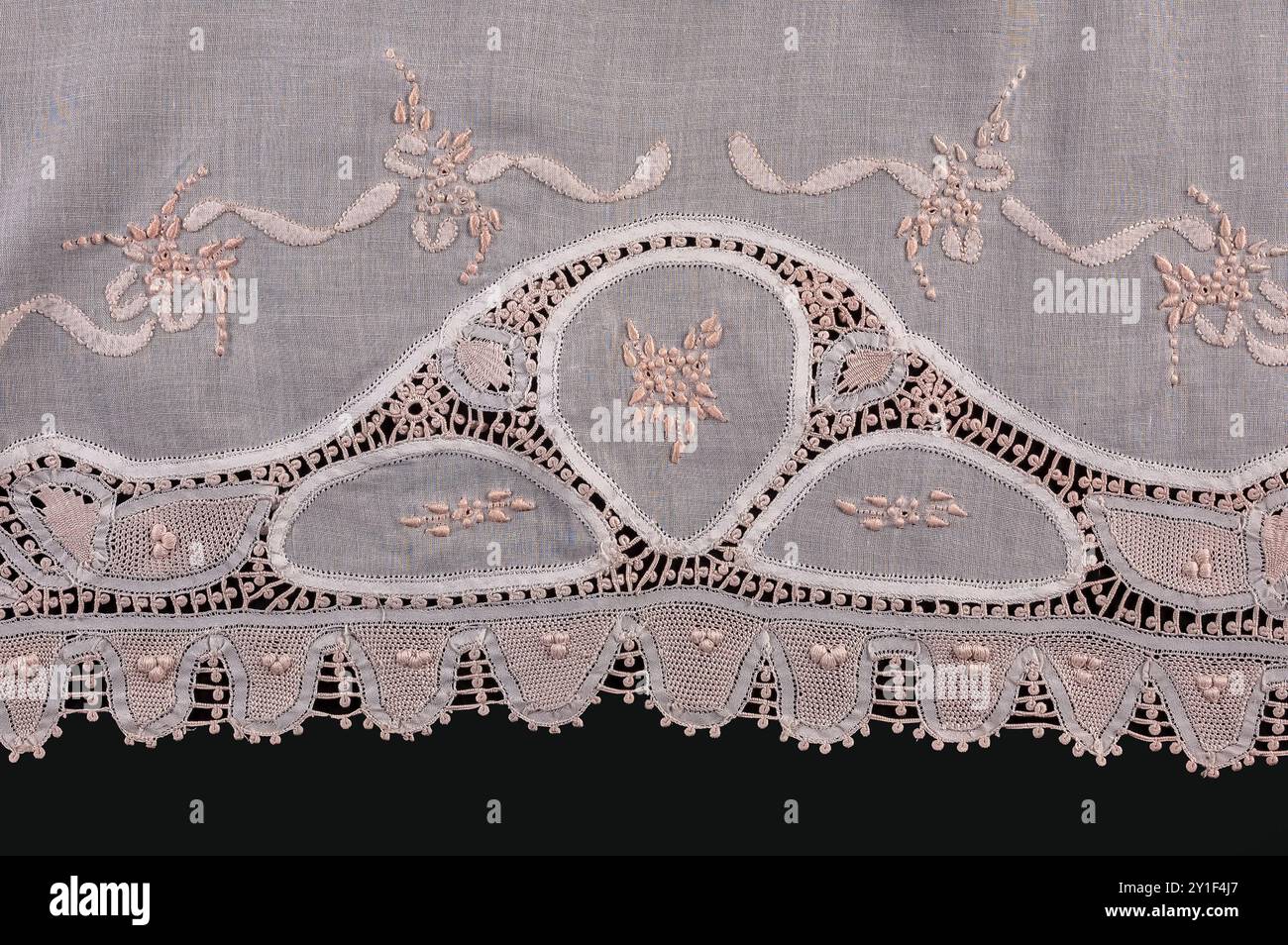 Northeast Brazilian Renaissance lace placemat, isolated on black ...