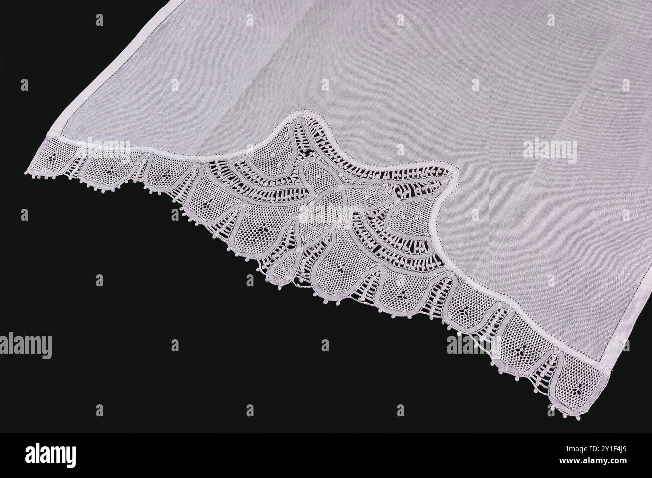 Northeast Brazilian Renaissance lace placemat, isolated on black ...