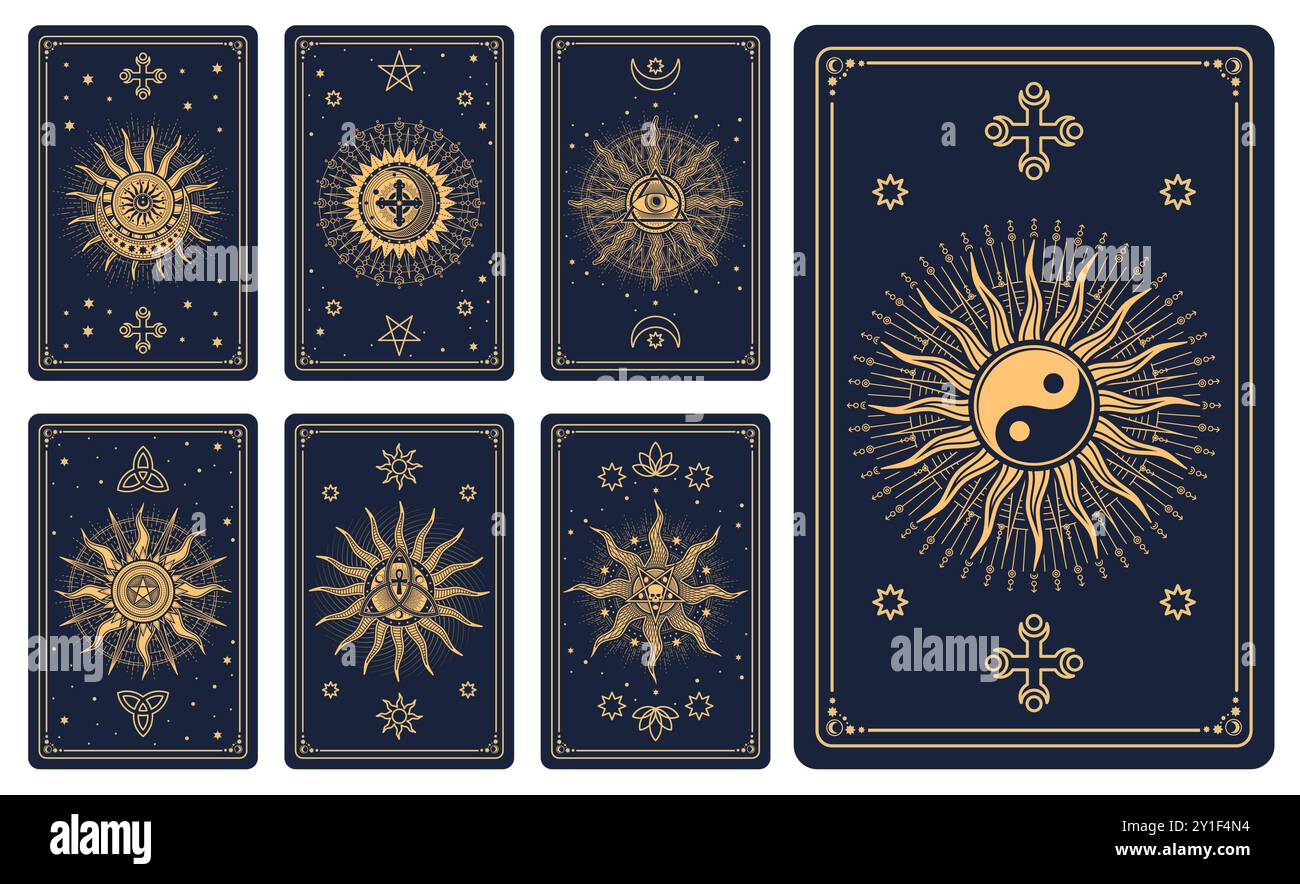 Tarot cards reverse decks with magic occult, esoteric and mystic signs ...
