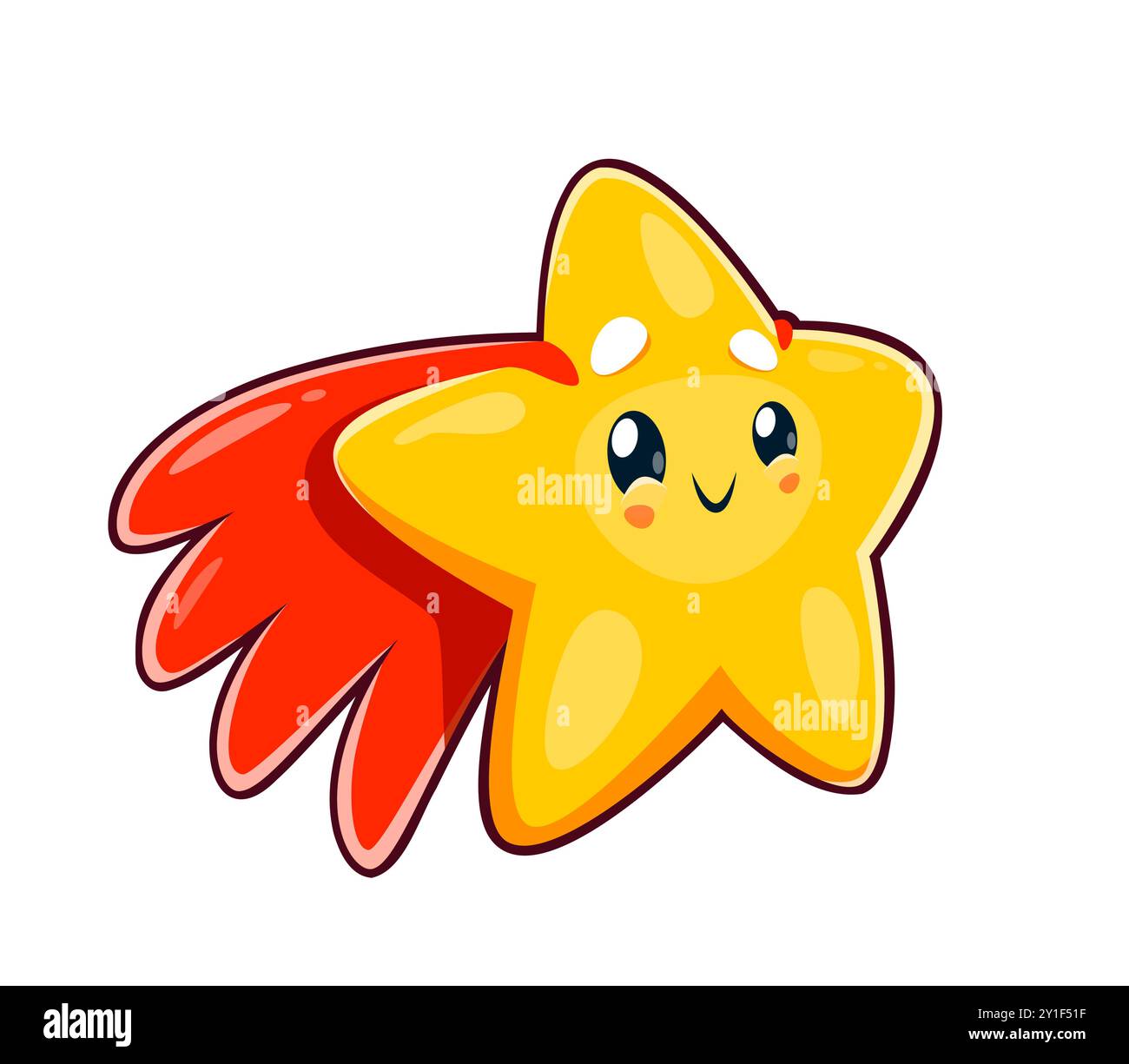 Cute kawaii superhero star character. Isolated cartoon vector adorable ...