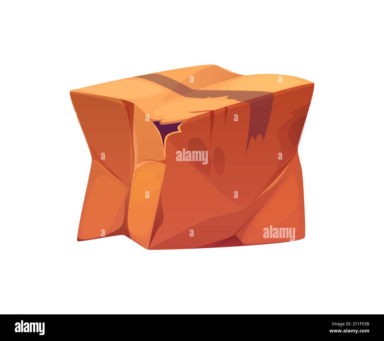 Damaged, crumpled and broken delivery cardboard box package, crushed ...