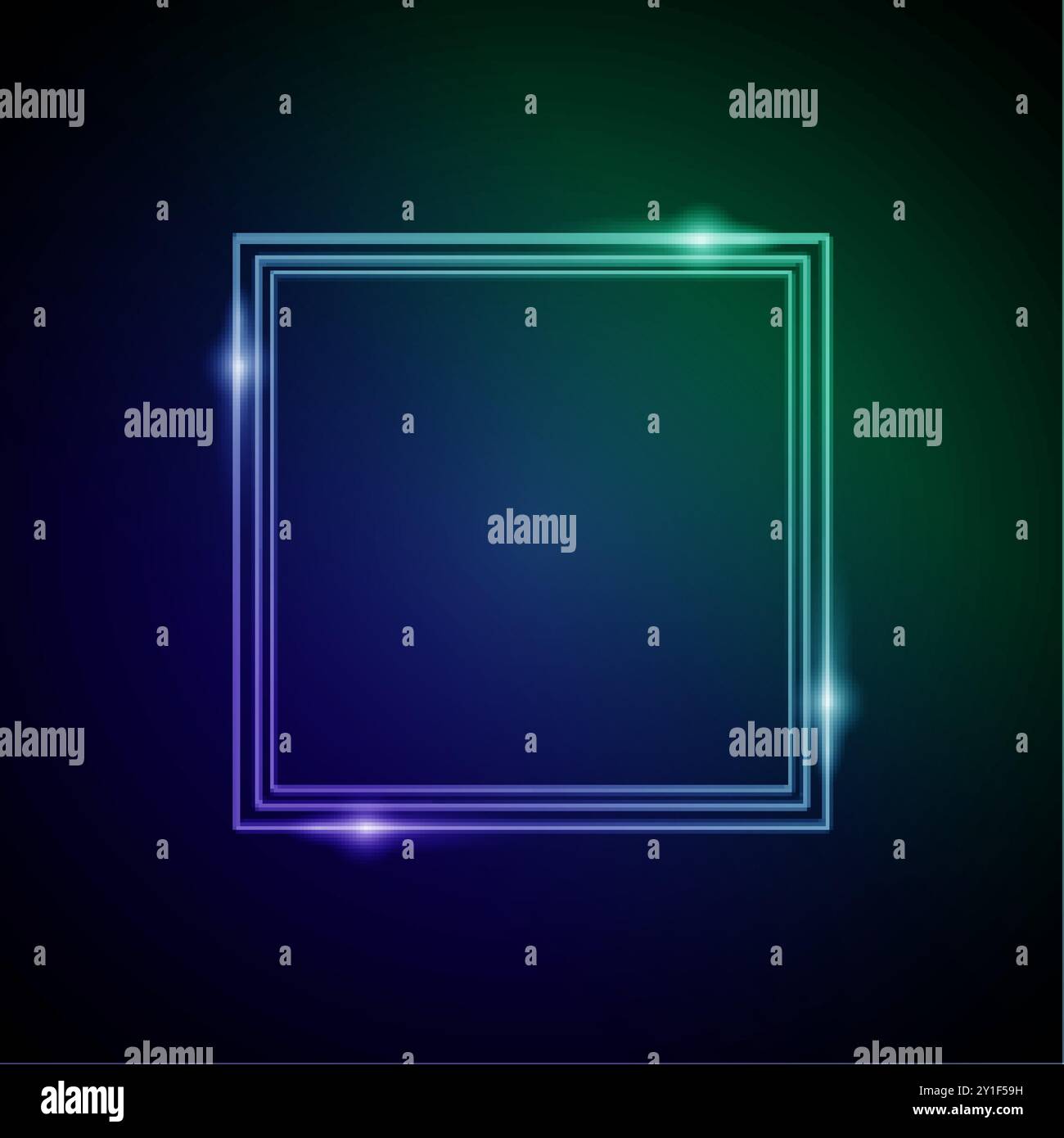 Neon Frame with Glow. Electronic Luminous Square Frame in Blue and ...