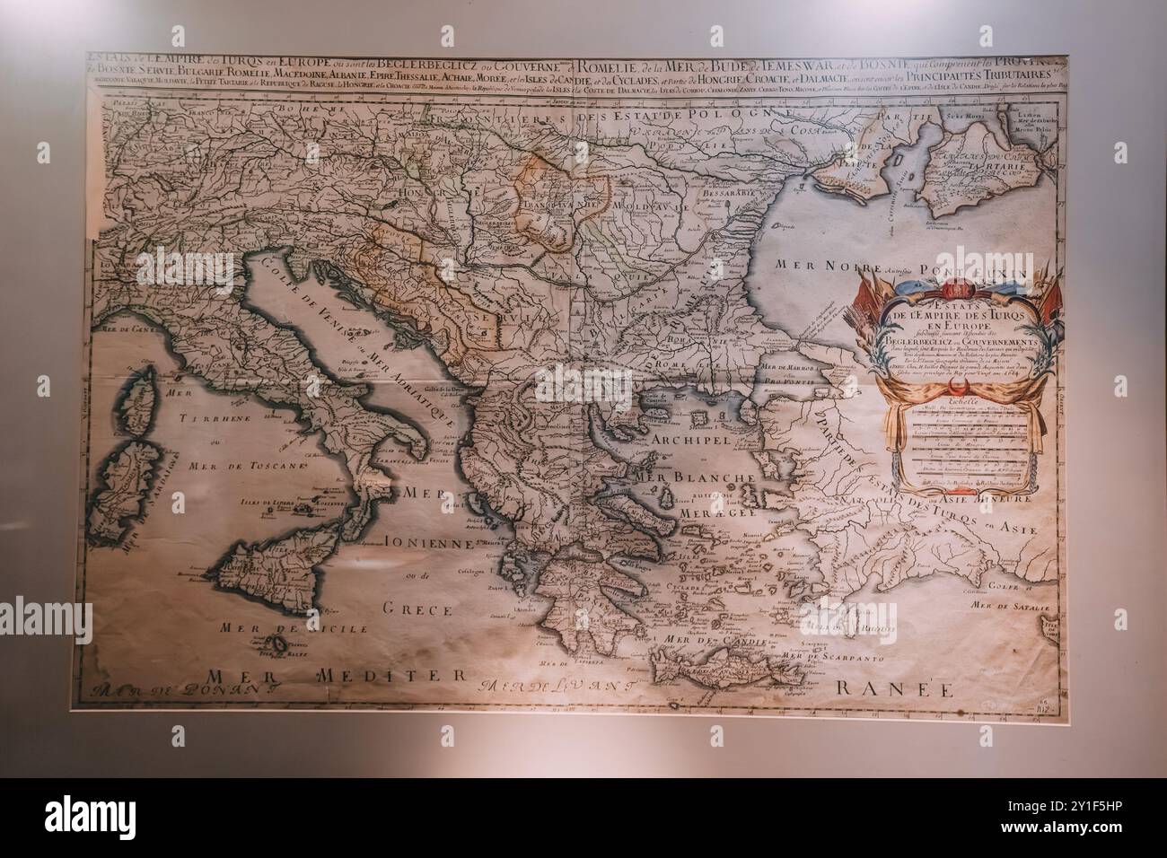 09 July 2024, Deniz Museum, Istanbul, Turkey: An antique map displayed ...